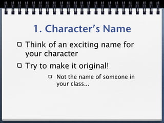 Narrative writing characters | KEY