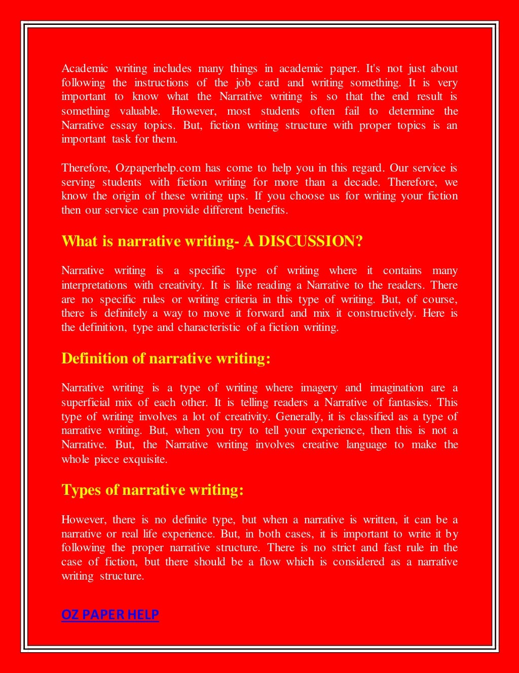 Narrative writing help