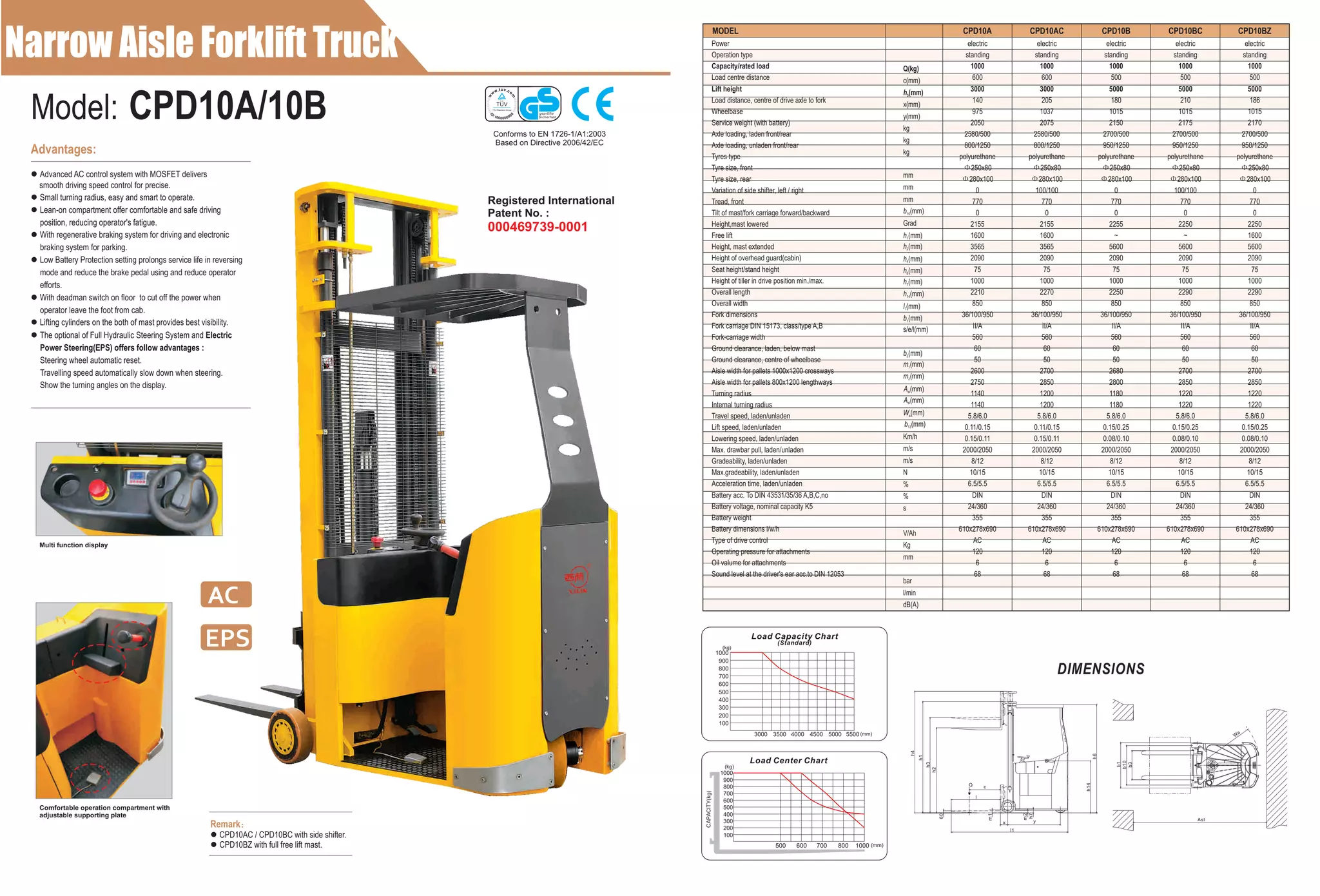 Narrow aisle forklift truck cpd10 a | PDF