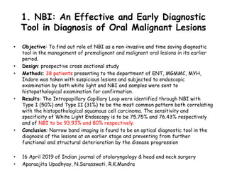 Narrow band imaging(nbi) in ent -Dr.Ashly Alexander | PPTX
