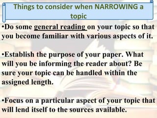 Narrowing thesis statement | PPTX