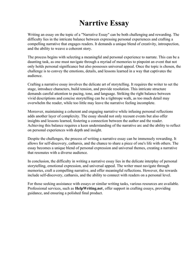 Narrtive Essay. Write Esse: Personal narrative essay high school | PDF