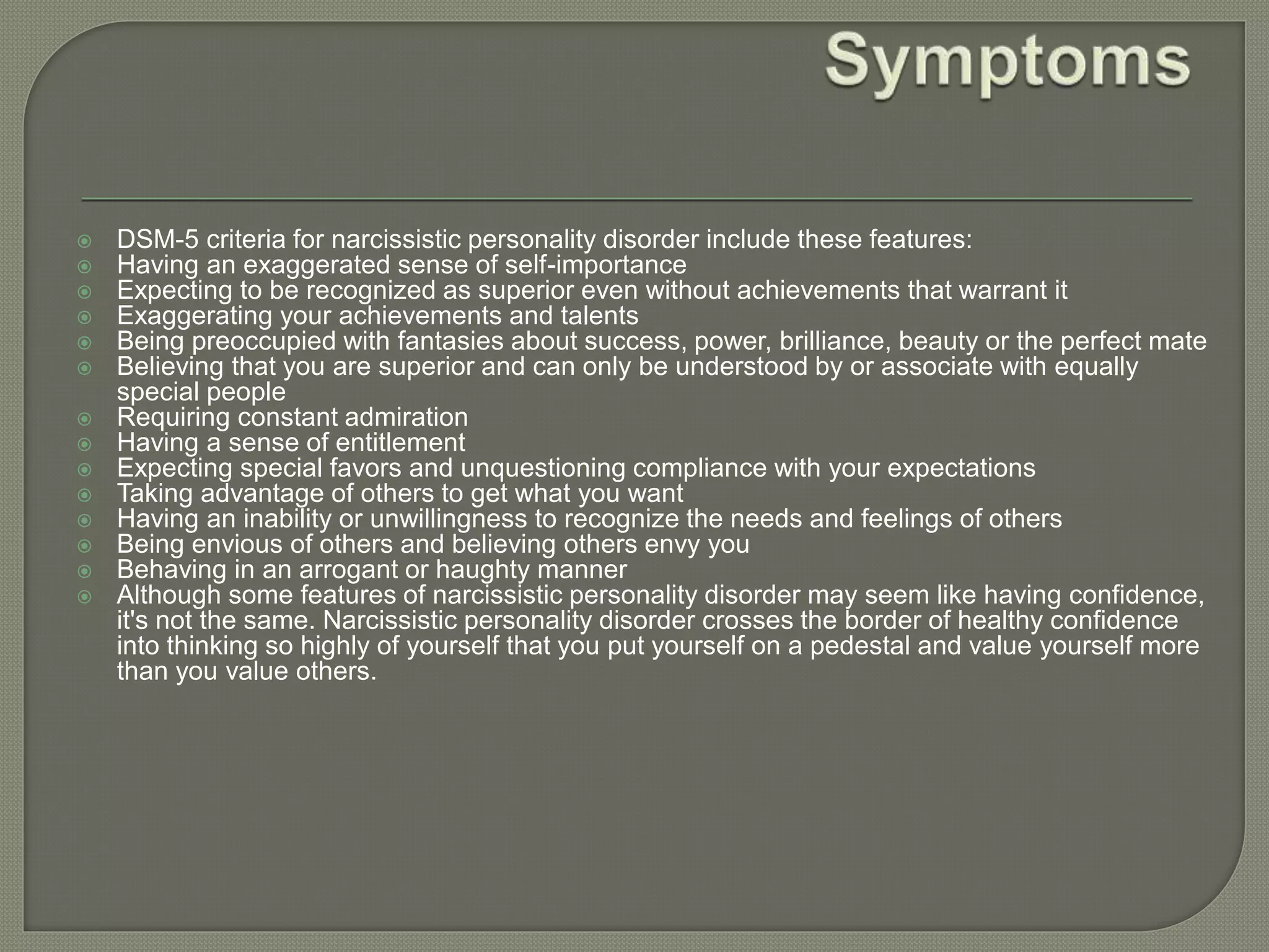narcissistic personality disorder | PPTX