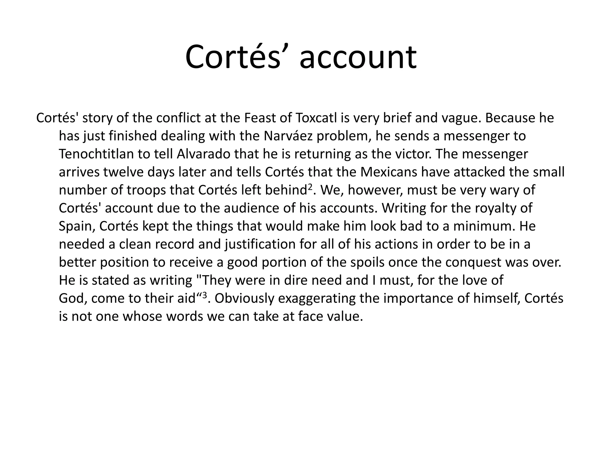 Narváez and the Feast of Toxcatl | PPT