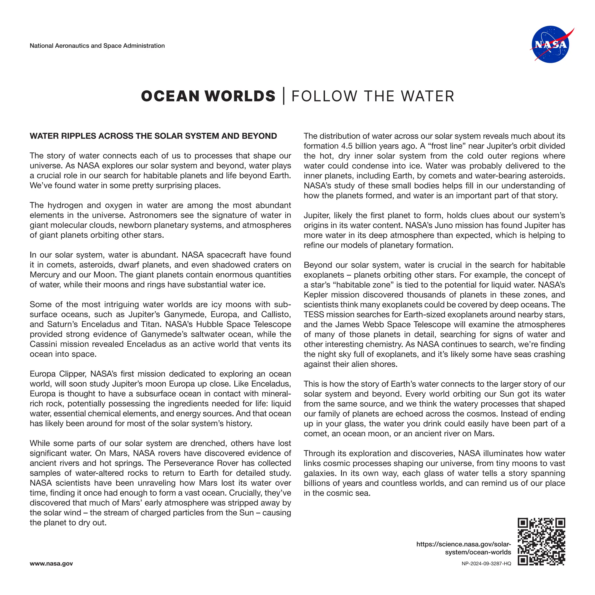 NASA OCEAN WORLDS | FOLLOW THE WATER WATER RIPPLES ACROSS THE SOLAR ...