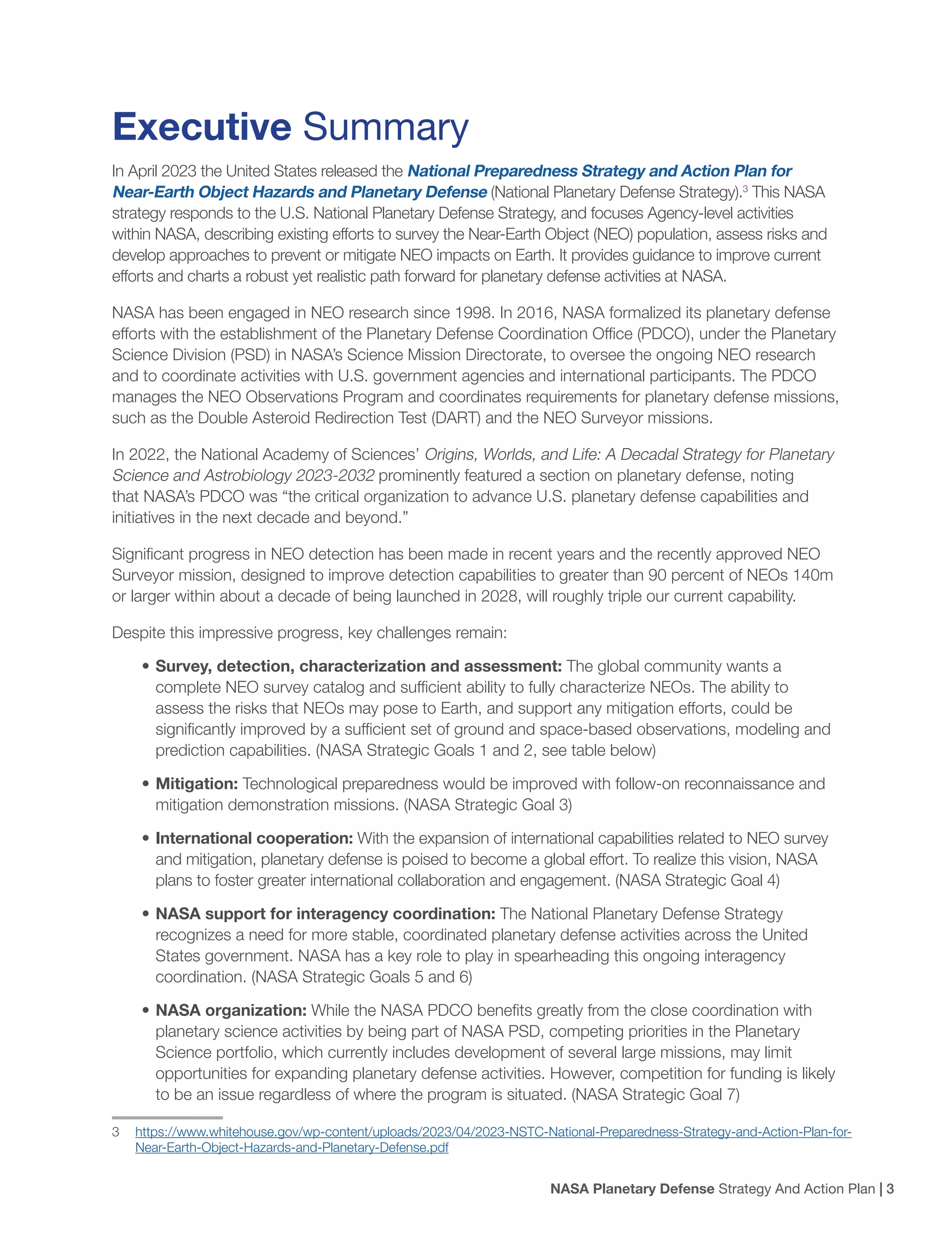 NASA Planetary Defense Strategy And Action Plan | PDF