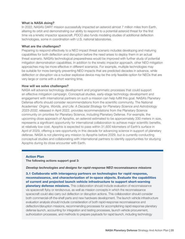 NASA Planetary Defense Strategy And Action Plan | PDF | Geography | Science