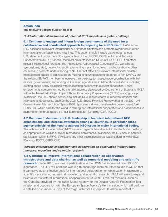 NASA Planetary Defense Strategy And Action Plan | PDF | Geography | Science