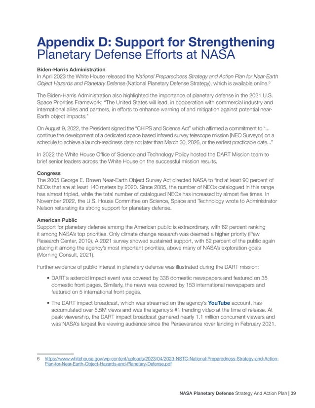 NASA Planetary Defense Strategy And Action Plan | PDF | Geography | Science