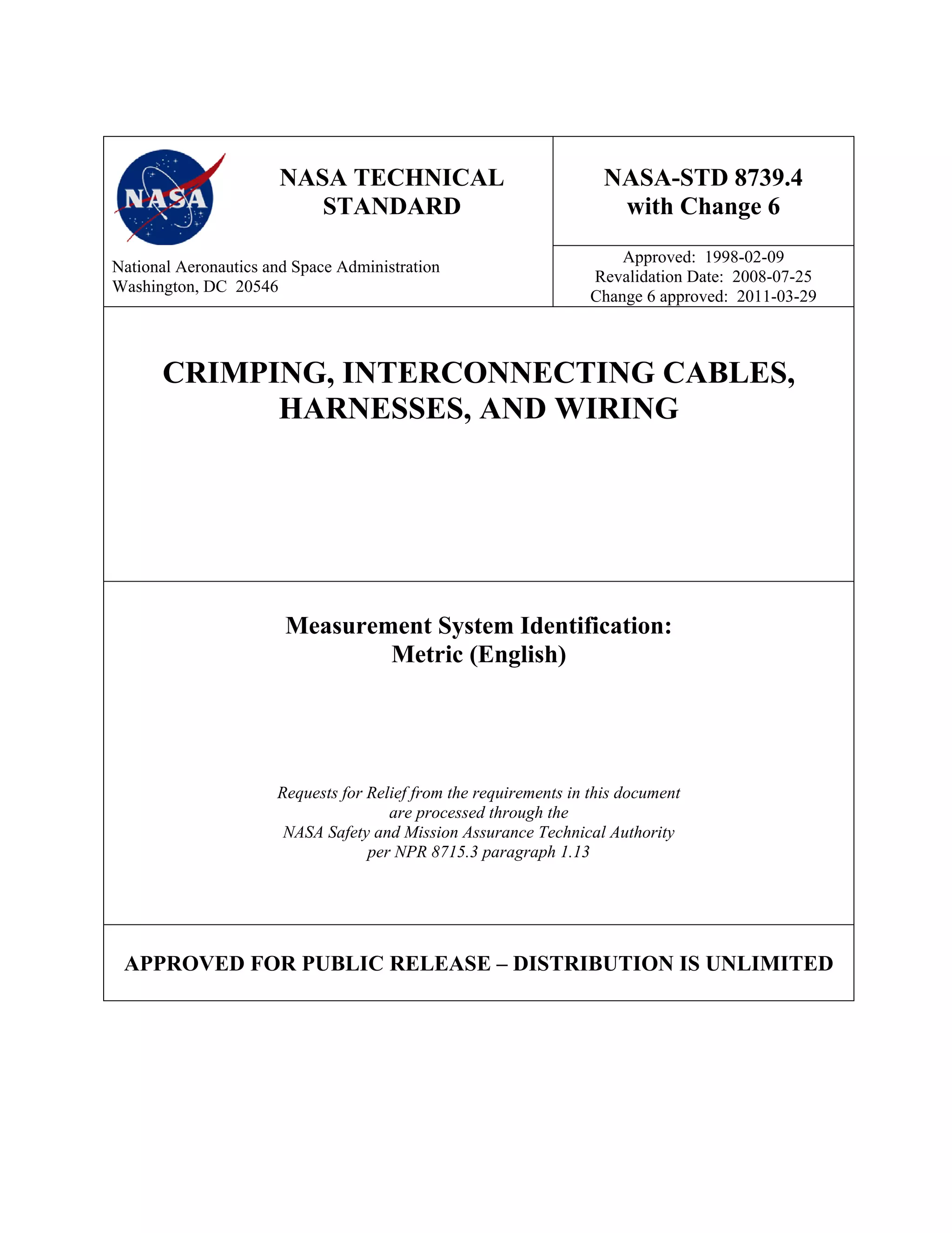 Nasa std-8739-4 | PDF