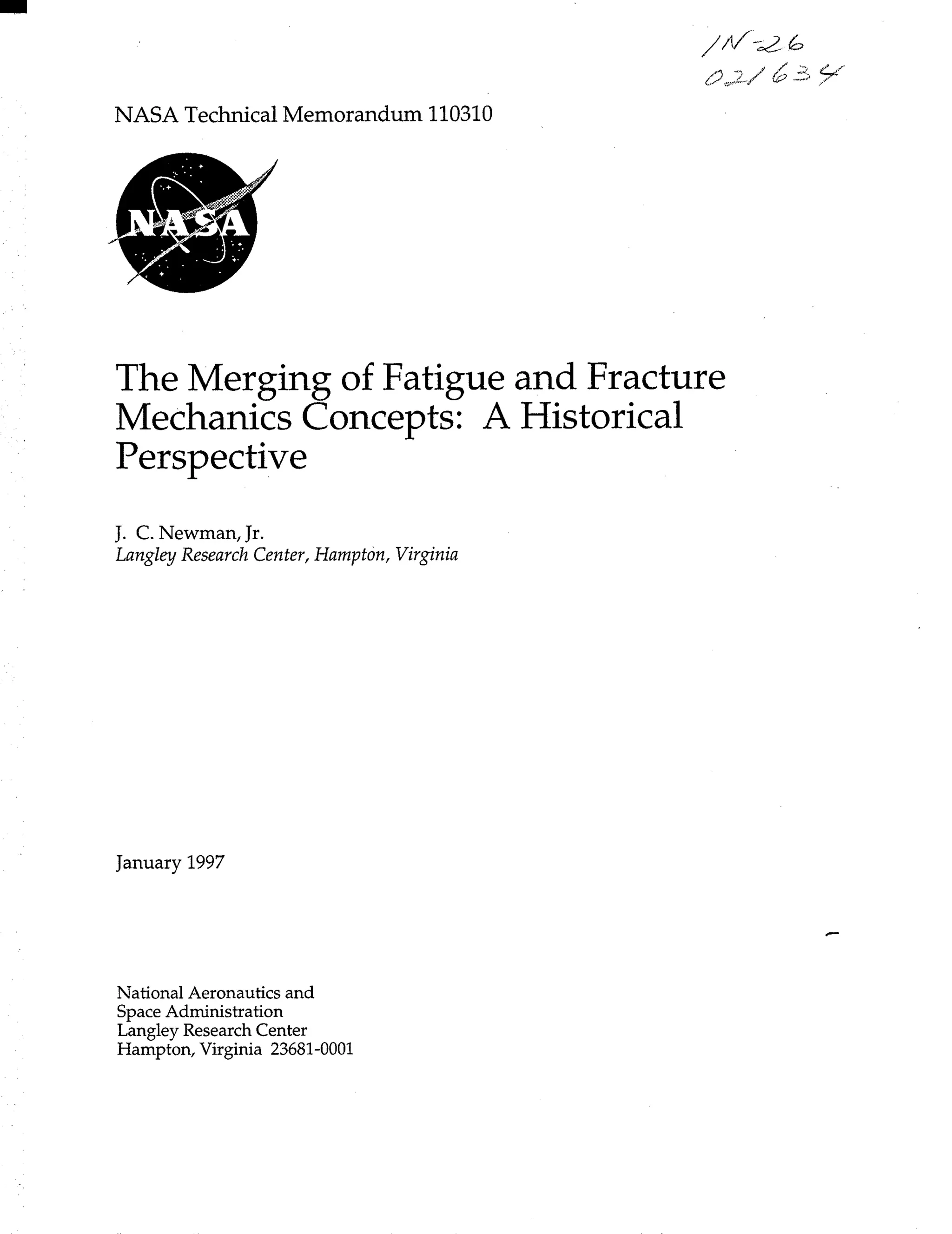 Nasa the merging of fatigue and fracture mechanics concepts | PDF