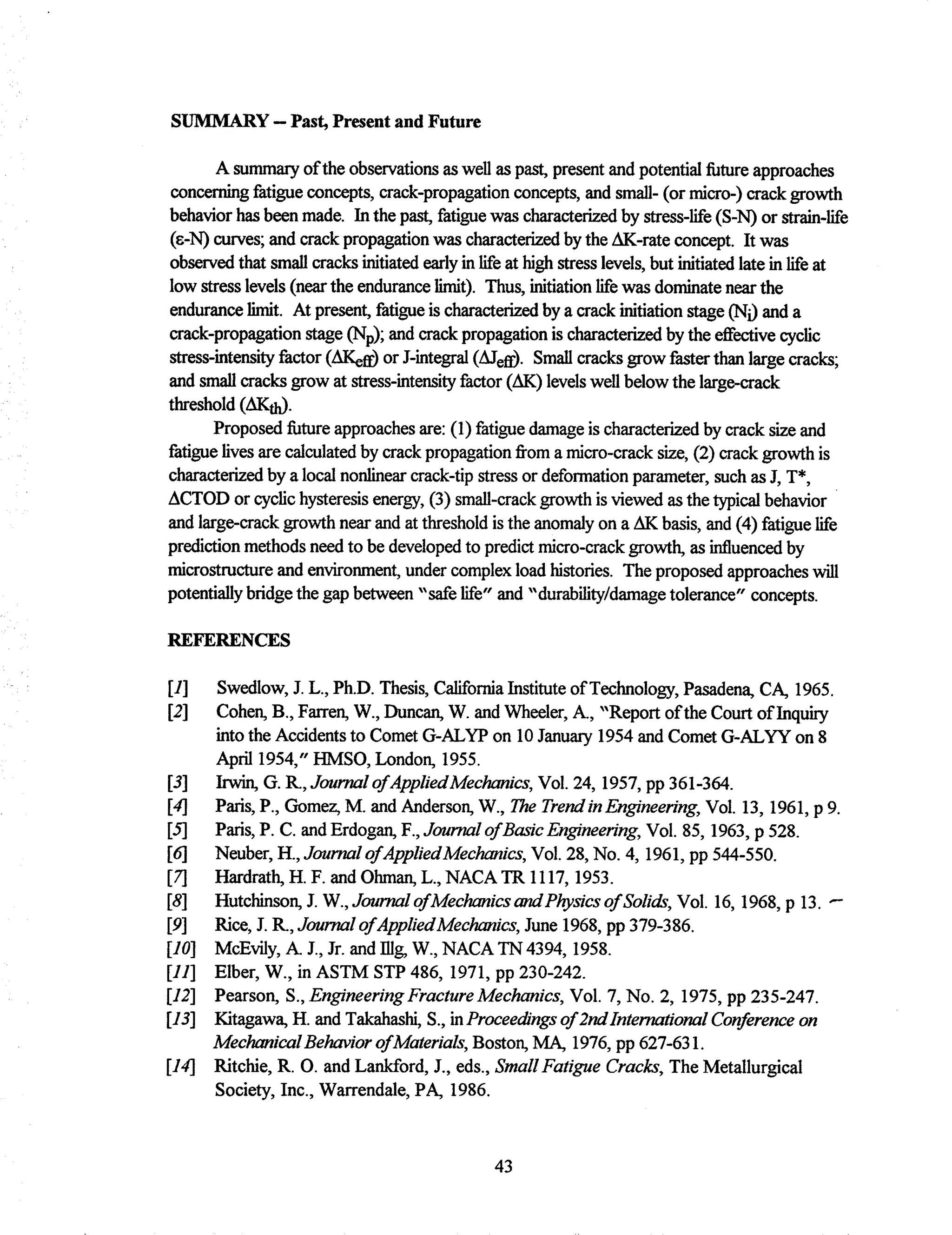 Nasa the merging of fatigue and fracture mechanics concepts | PDF