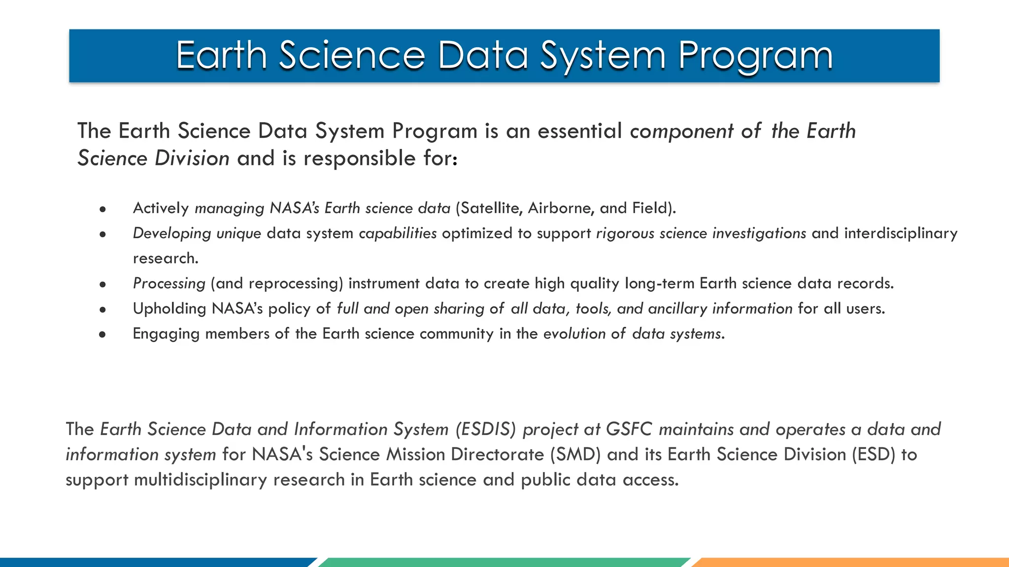 Evolving NASA’s Data and Information Systems for Earth Science | PDF