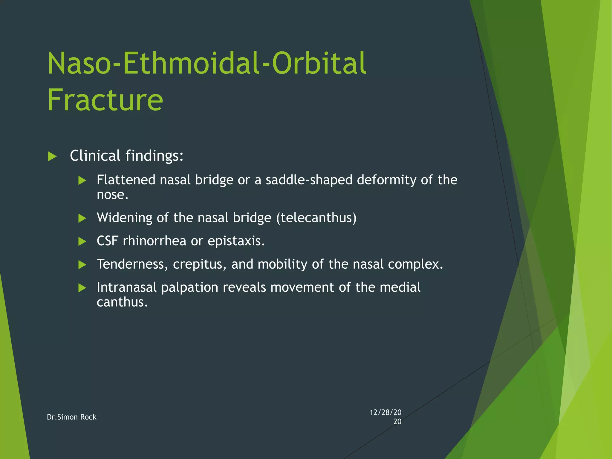 Nasal orbital-ethmoid (noe) fractures | PPT