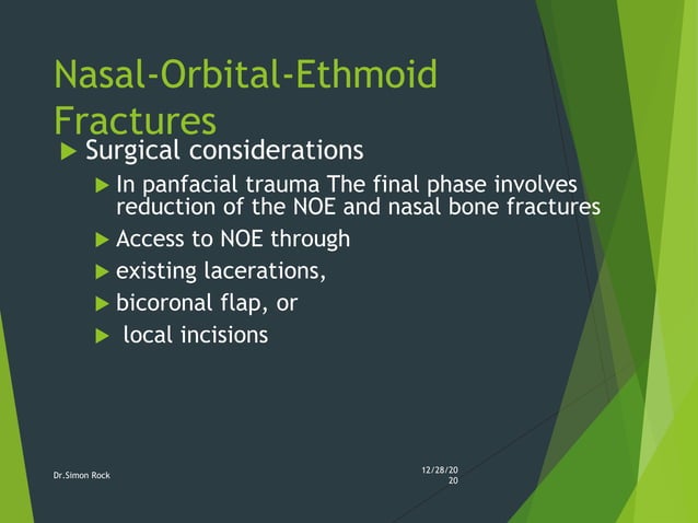 Nasal orbital-ethmoid (noe) fractures | PPT