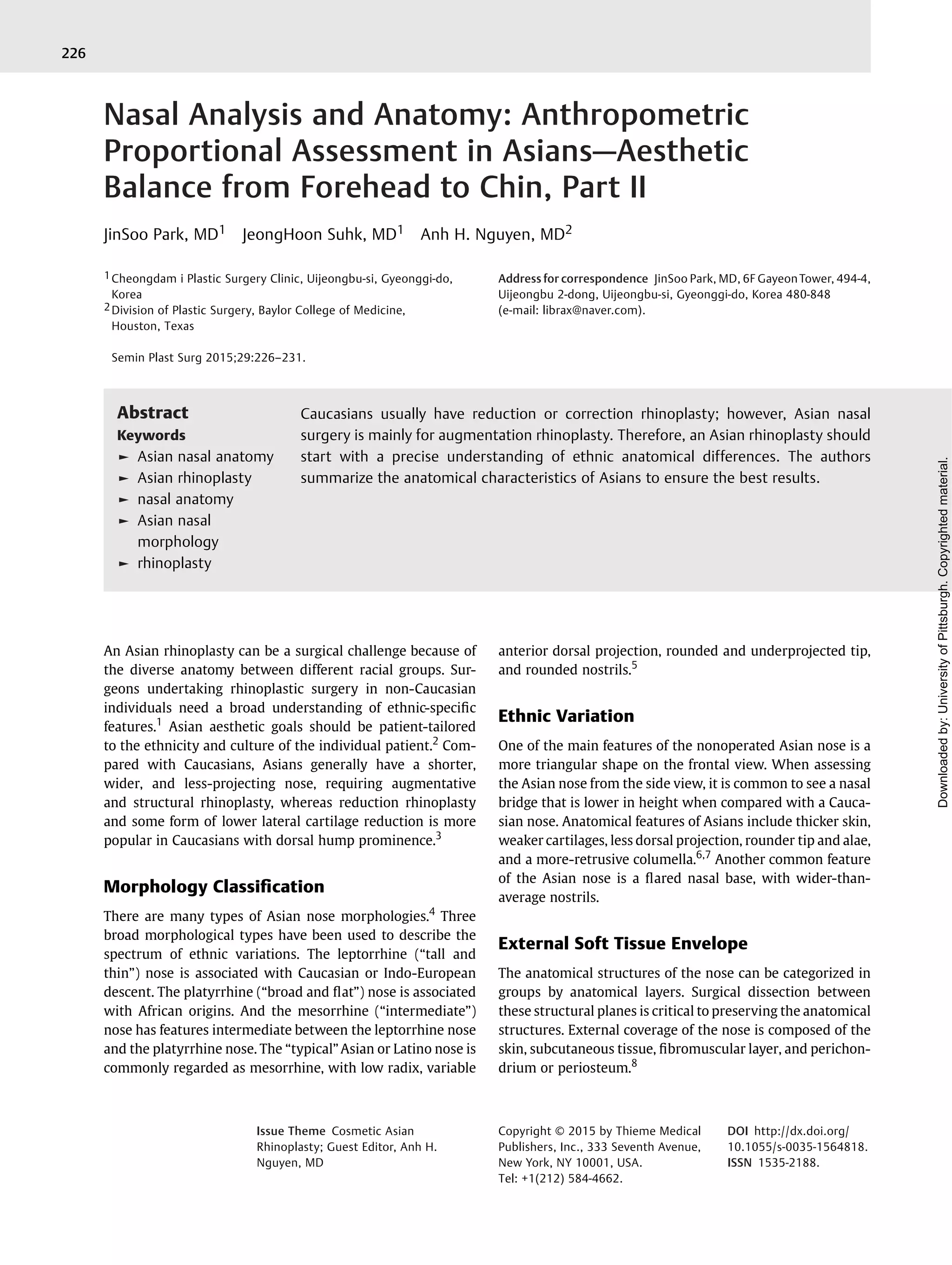 Nasal analysis and anatomy anthropometric proportional assessment in ...