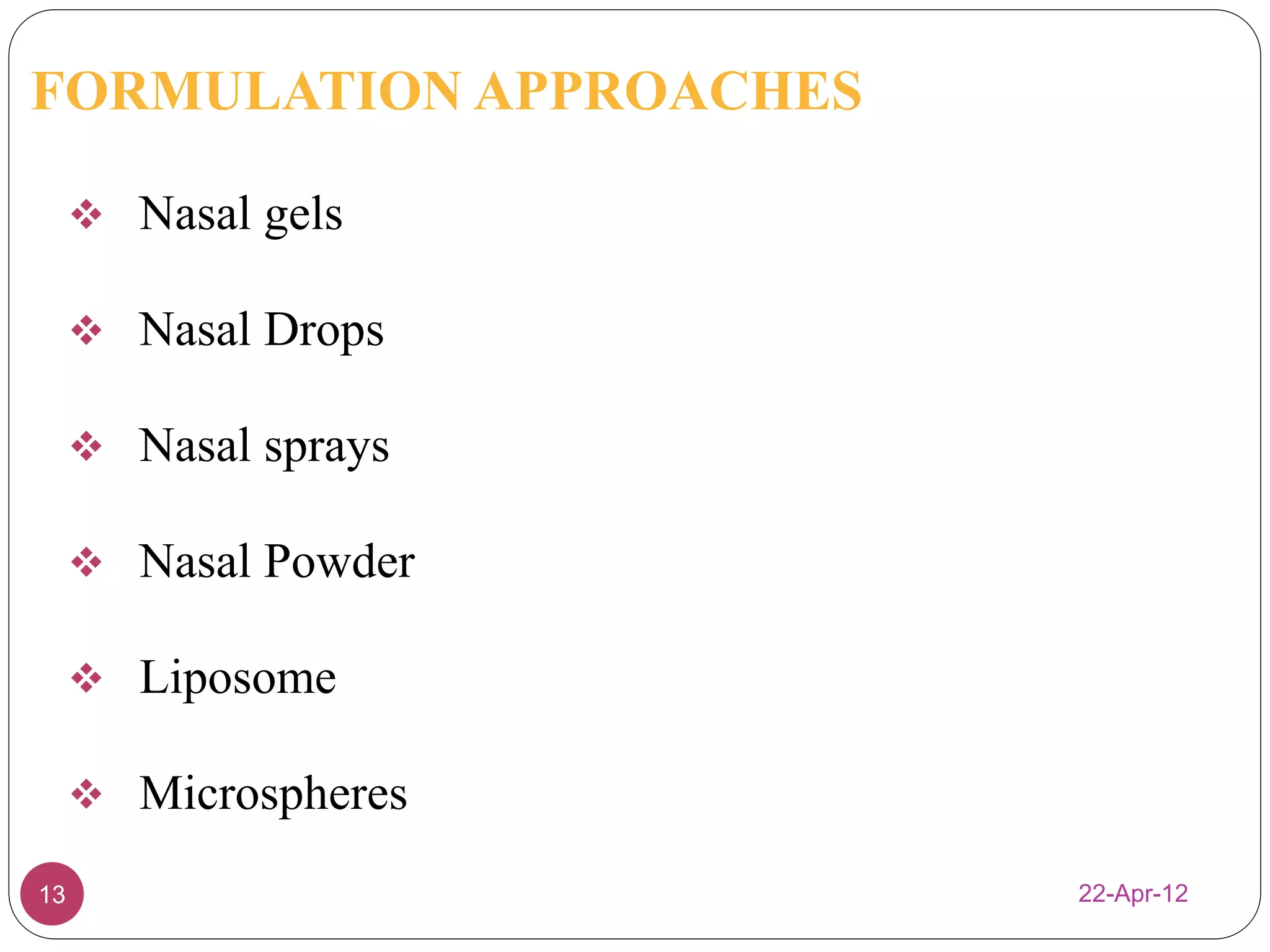 Nasal and pulmonary dds | PPTX