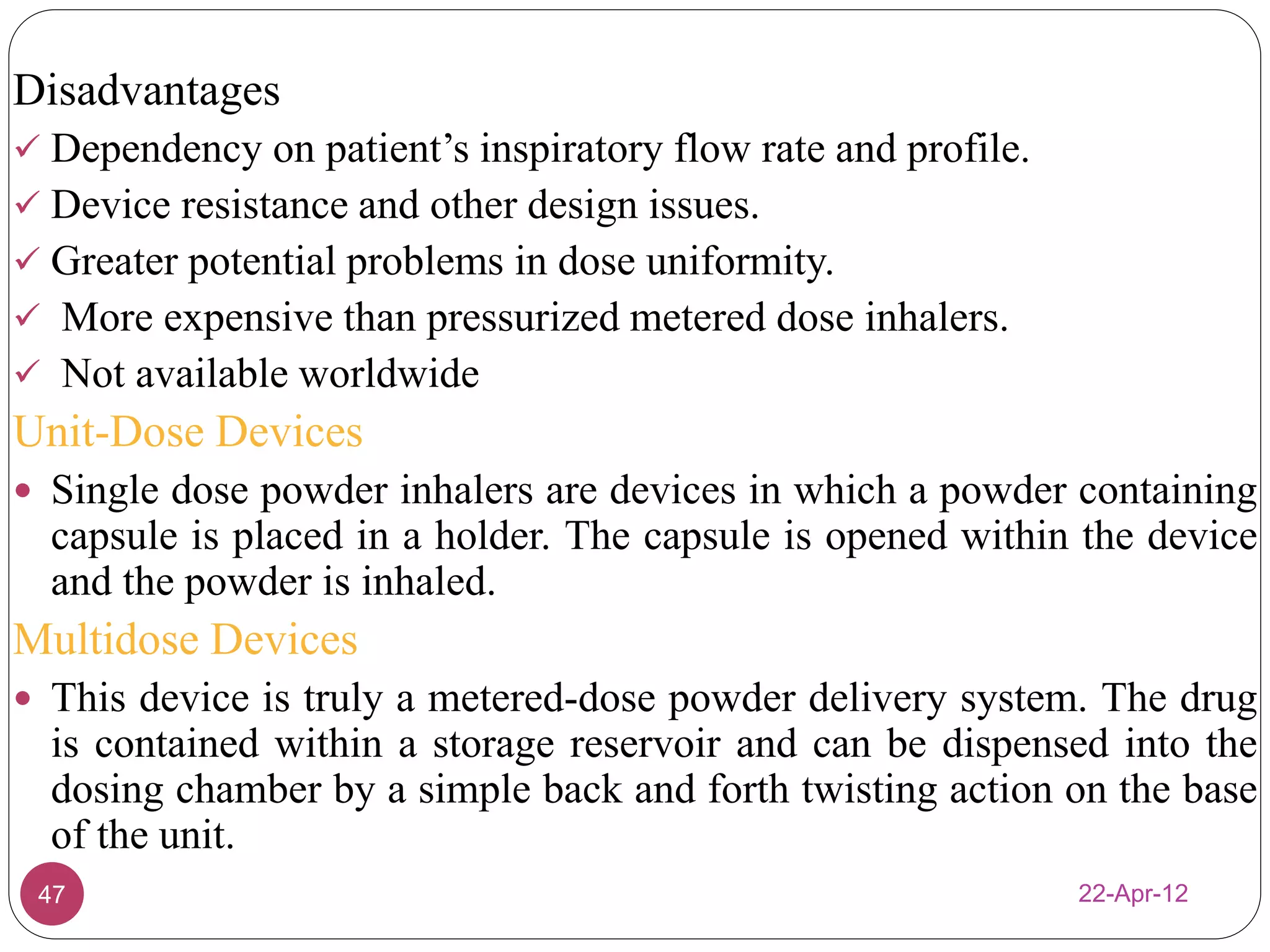 Nasal and pulmonary dds | PPTX | Ear, Nose and Throat Conditions | Diseases and Conditions