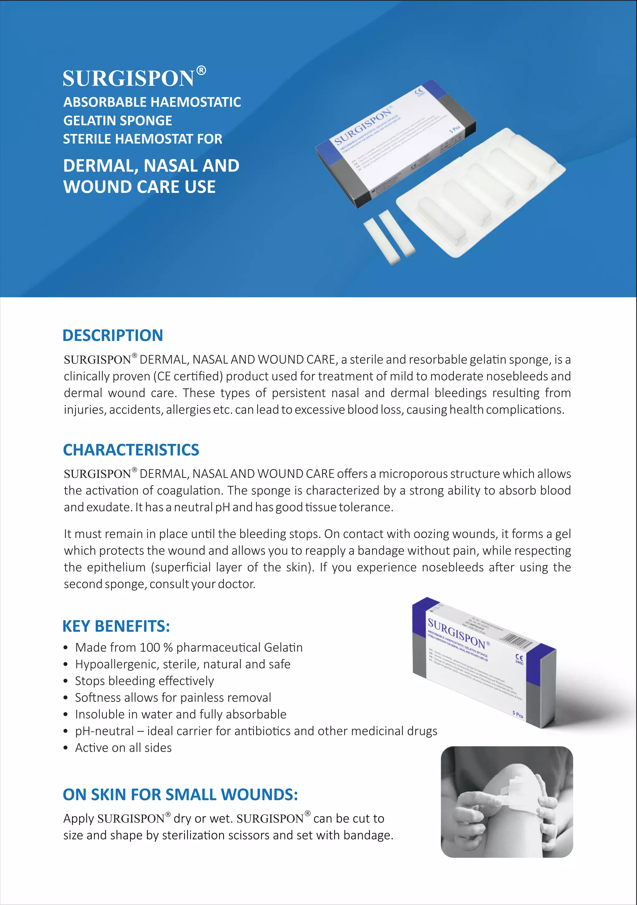 SURGISPONⓇ ABSORBABLE HAEMOSTATIC GELATIN SPONGE | PDF | Blood ...