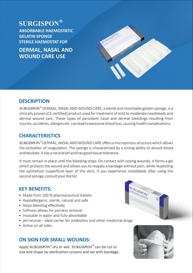 SURGISPONⓇ ABSORBABLE HAEMOSTATIC GELATIN SPONGE | PDF | Blood ...