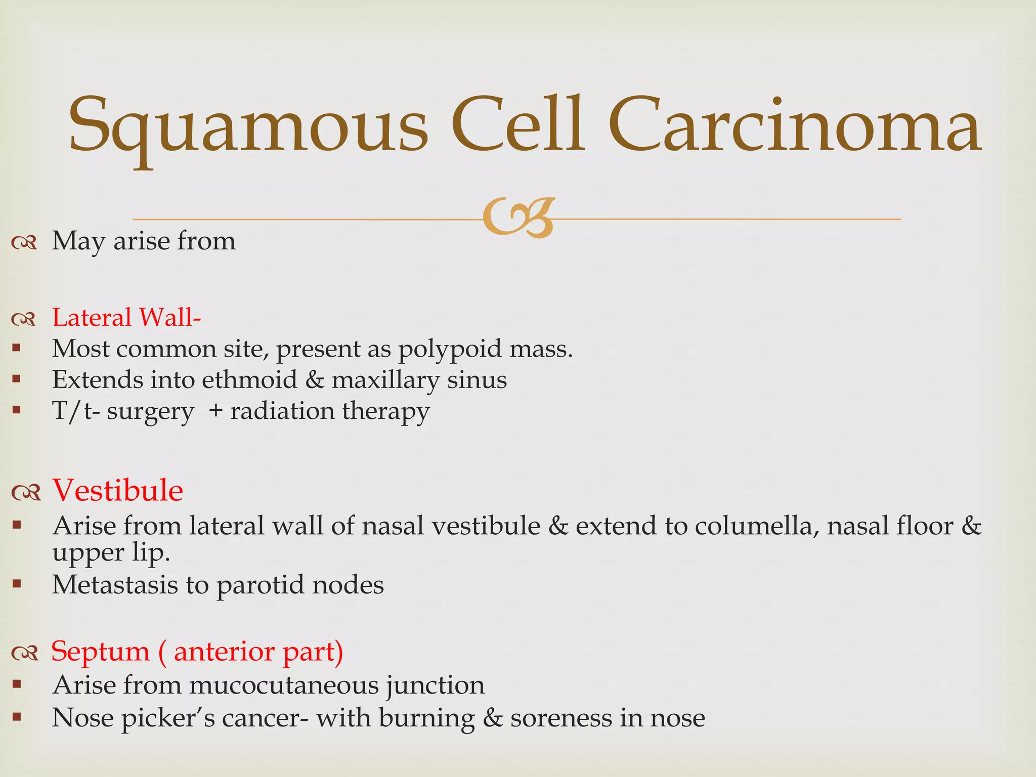 Nasal cavity tumor quick revision | PPTX