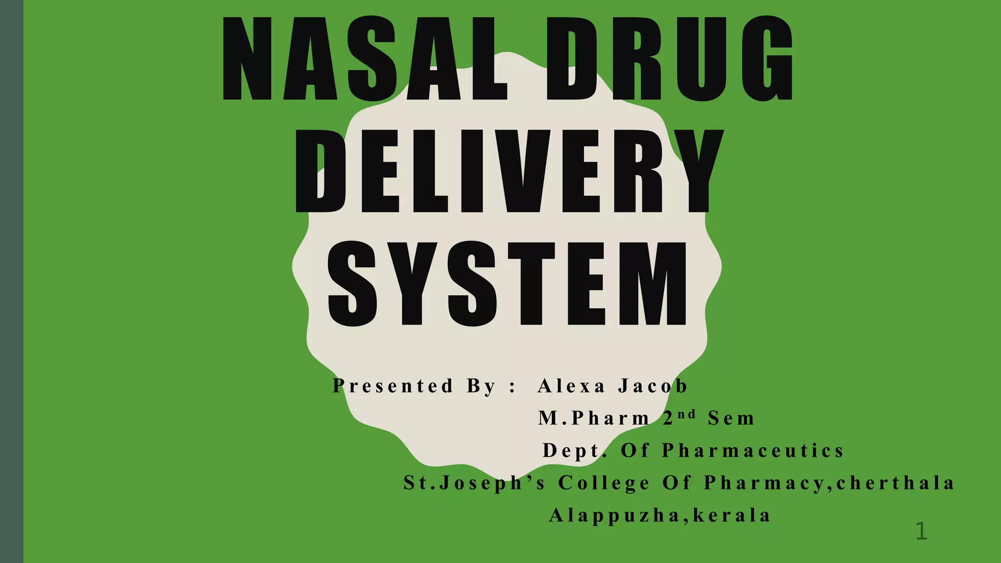 Intranasal drug delivery system | PPTX
