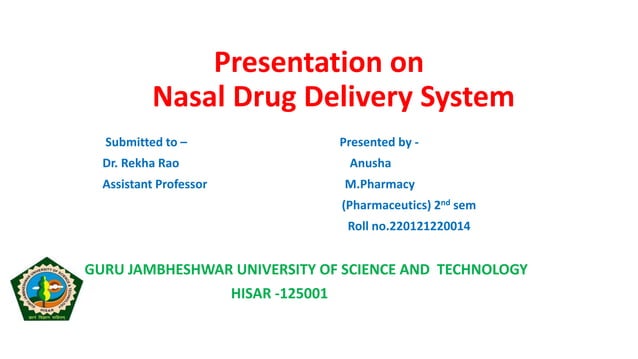 Nasal drug delivery system.pdf | Ear, Nose and Throat Conditions ...