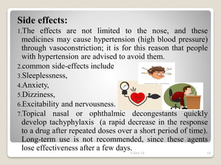 Nasal decongestant and Respiratory stimulants | PDF