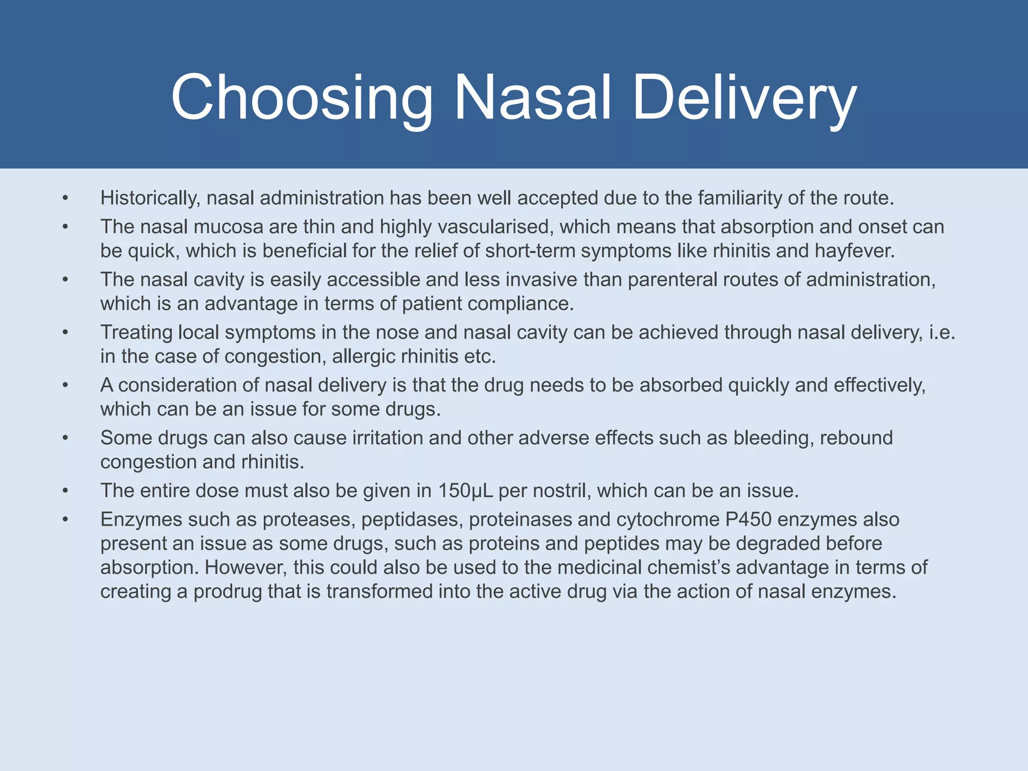 Nasal drug delivery | PPTX | Ear, Nose and Throat Conditions | Diseases ...