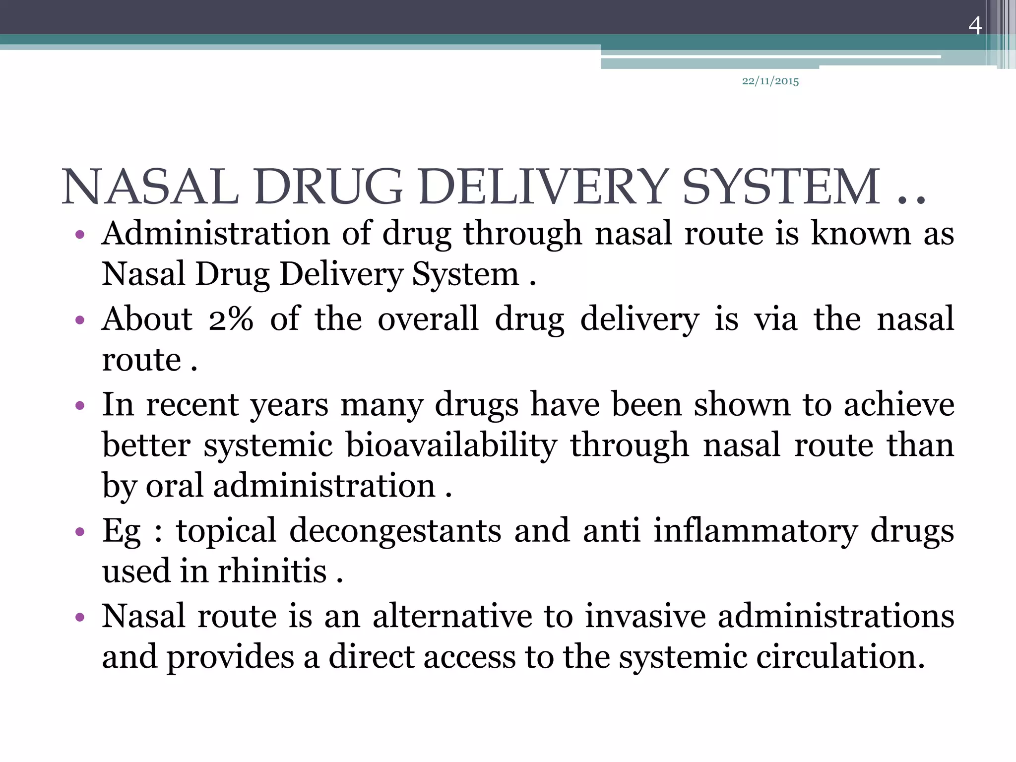 Nasal drug delivery sysems | PPTX