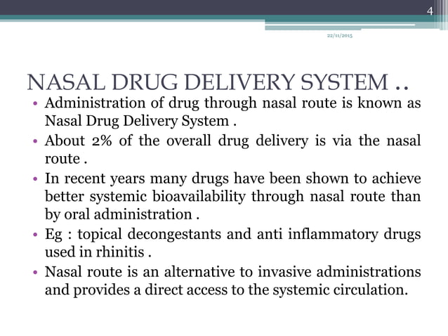 Nasal drug delivery sysems | PPT