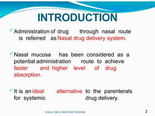 Nasal drug delivery systems powerpoint presentation | PPTX