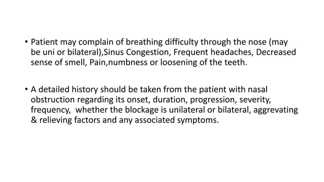 Nasal Obstruction | PPTX | Ear, Nose and Throat Conditions | Diseases ...
