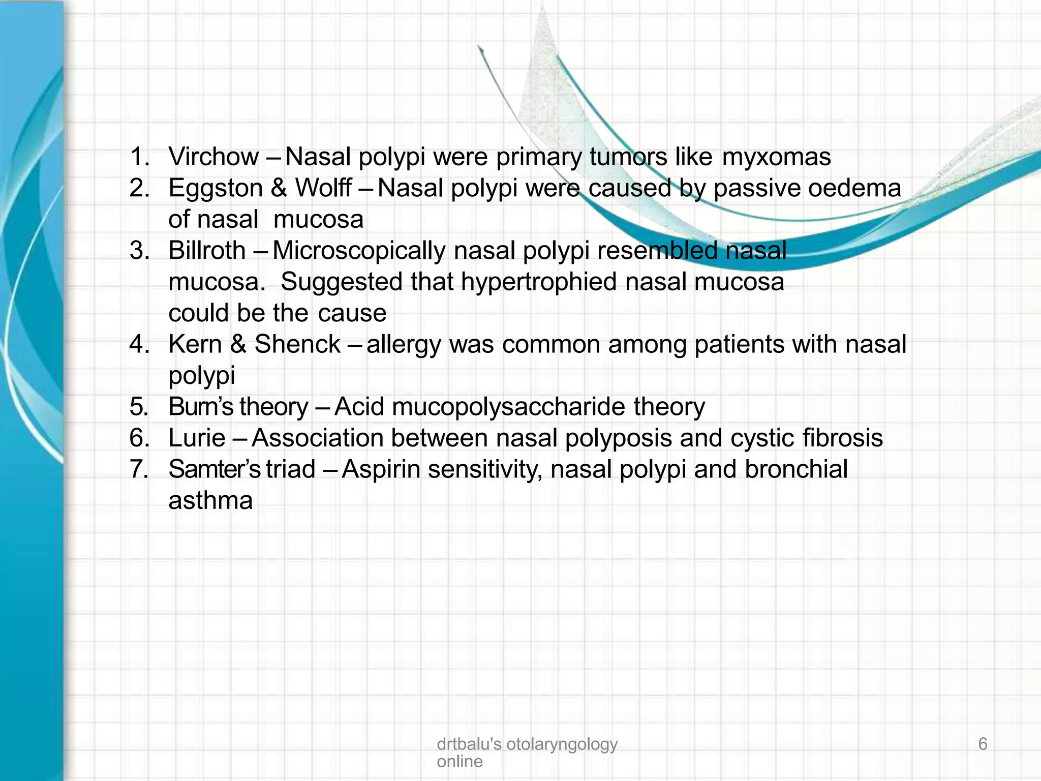 Nasal Polyps: etiology,pathogenesis,clinical features,management | PPTX