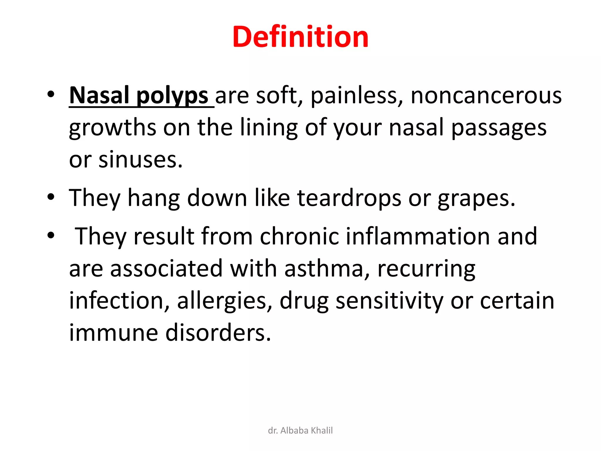nasal polyp abu zneid.pptx | Ear, Nose and Throat Conditions | Diseases and Conditions