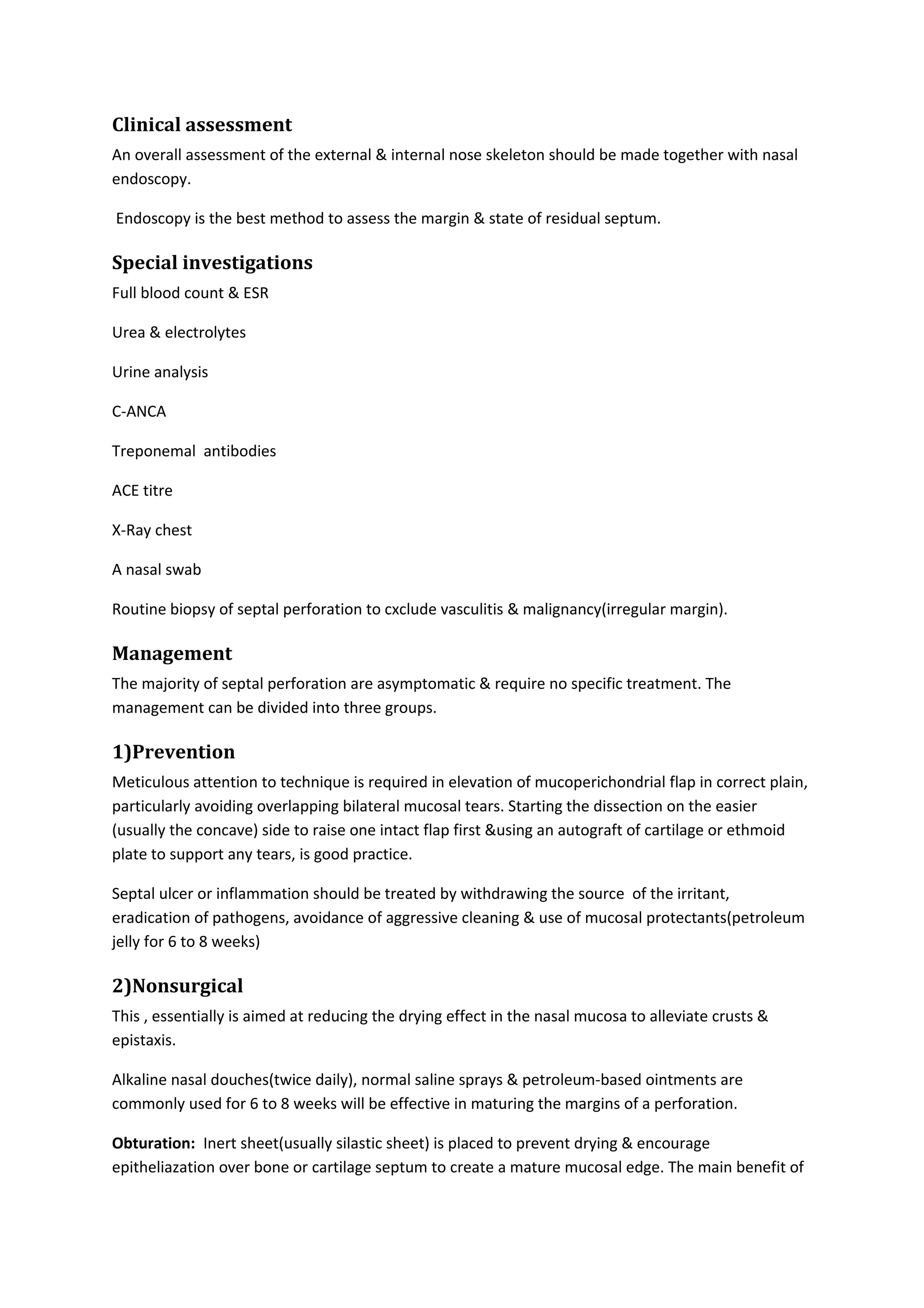 Nasal septal perforations | DOC