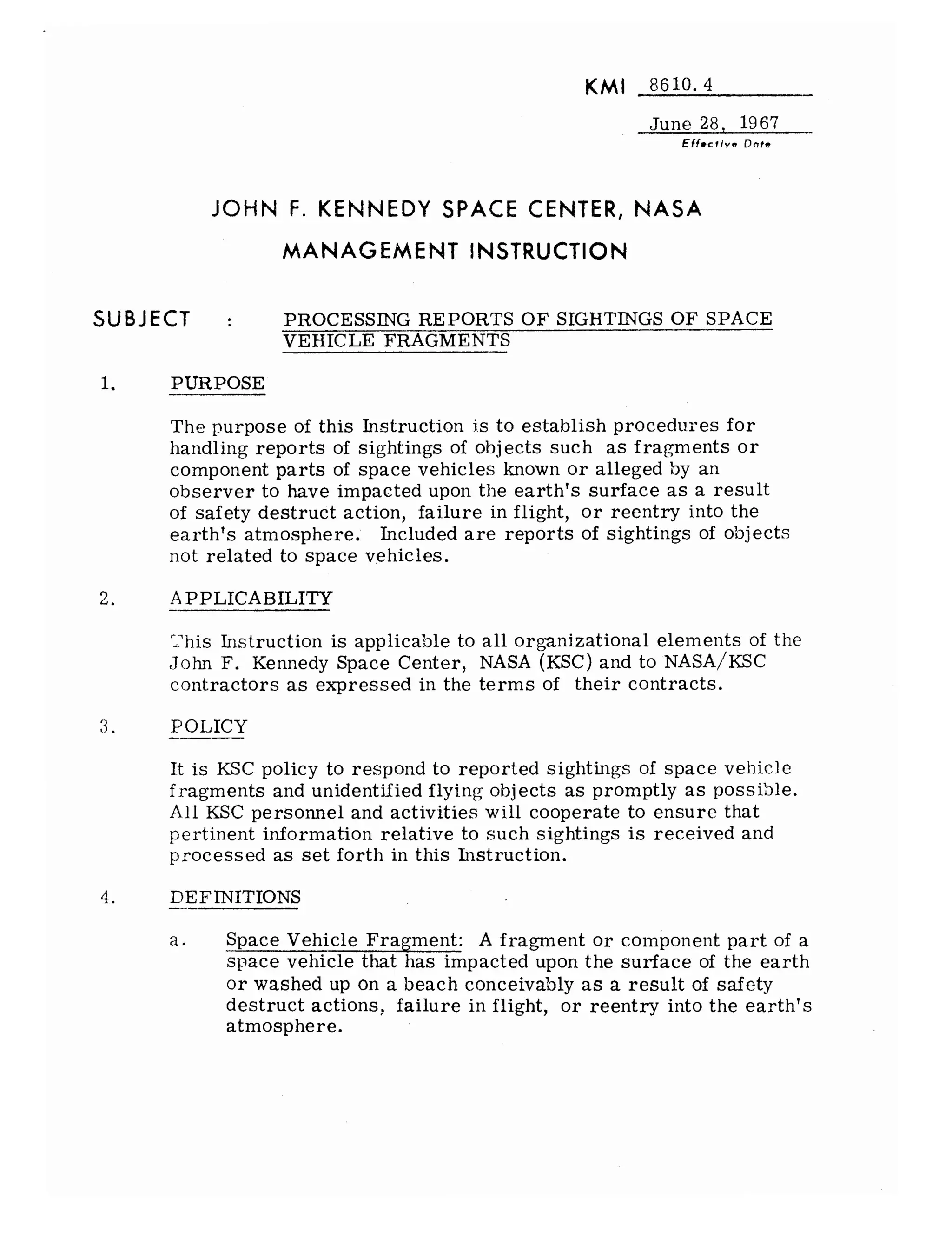 Nasa reporting instructions, jun 28, 1967 | PDF