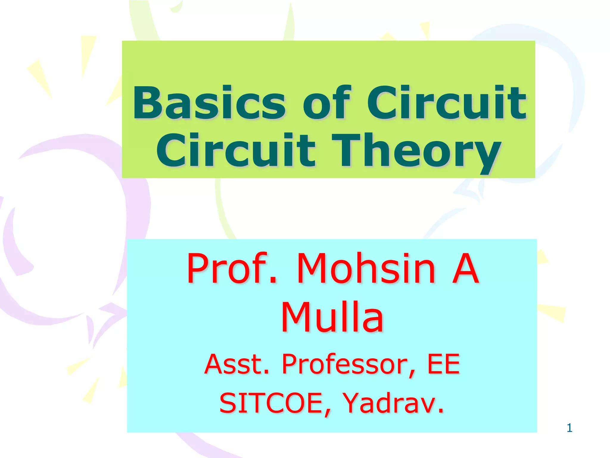 Basics of Electric circuit theory | PPT