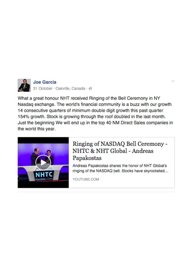 Ringing of NASDAQ Bell Ceremony for NHT Global | PDF