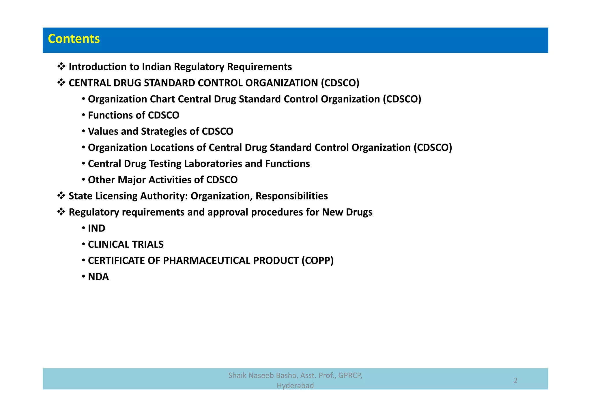 Naseeb CDSCO- Indian drug regulatory requirements | PDF