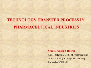 Pharmaceutical Technology Transfer