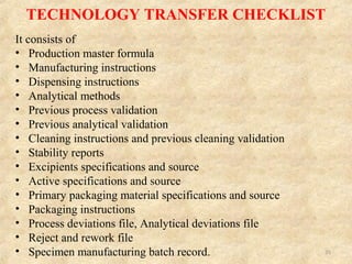 Pharmaceutical Technology Transfer