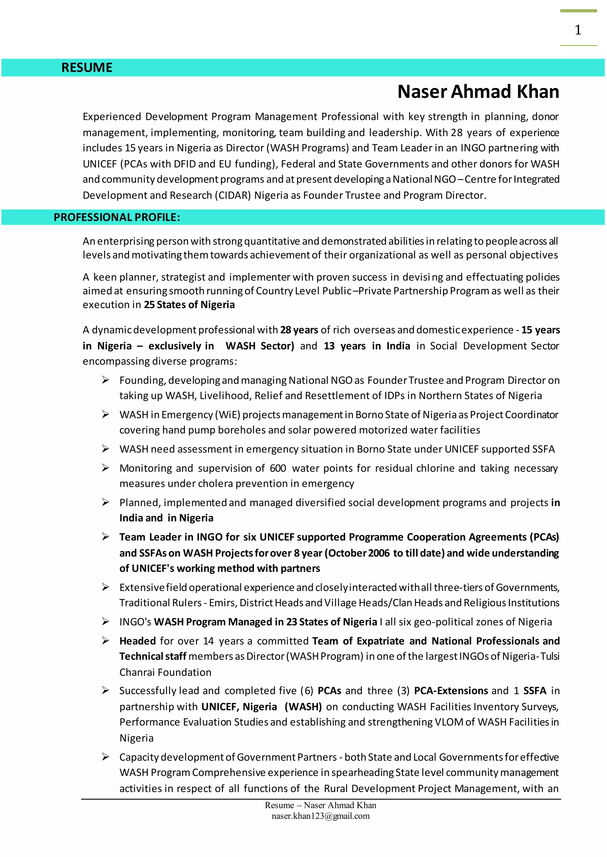 Naser ahmad khan cv sep. 2016 | DOCX