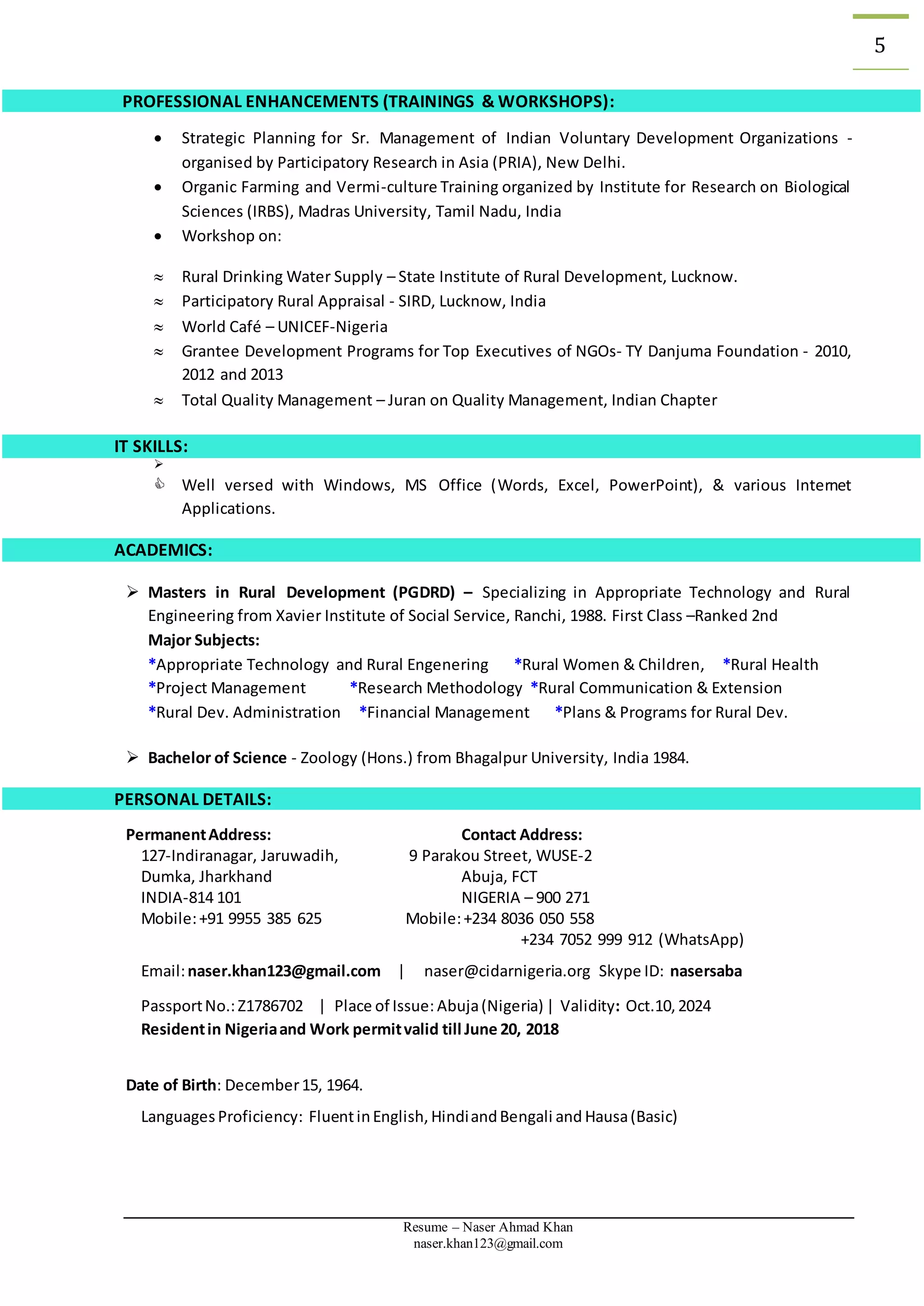 Naser ahmad khan cv sep. 2016 | DOCX