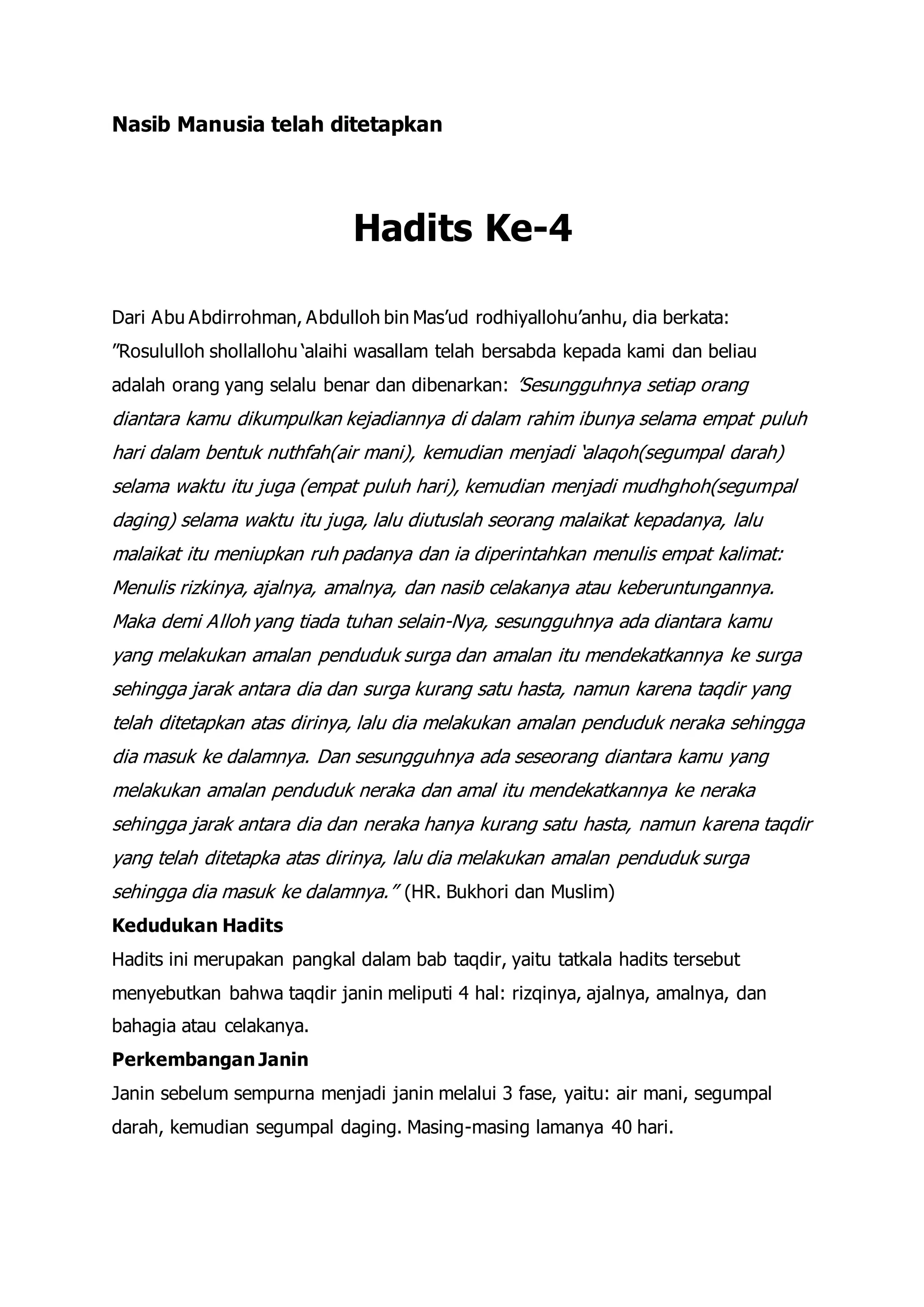 Nasib manusia telah ditetapkan | DOCX