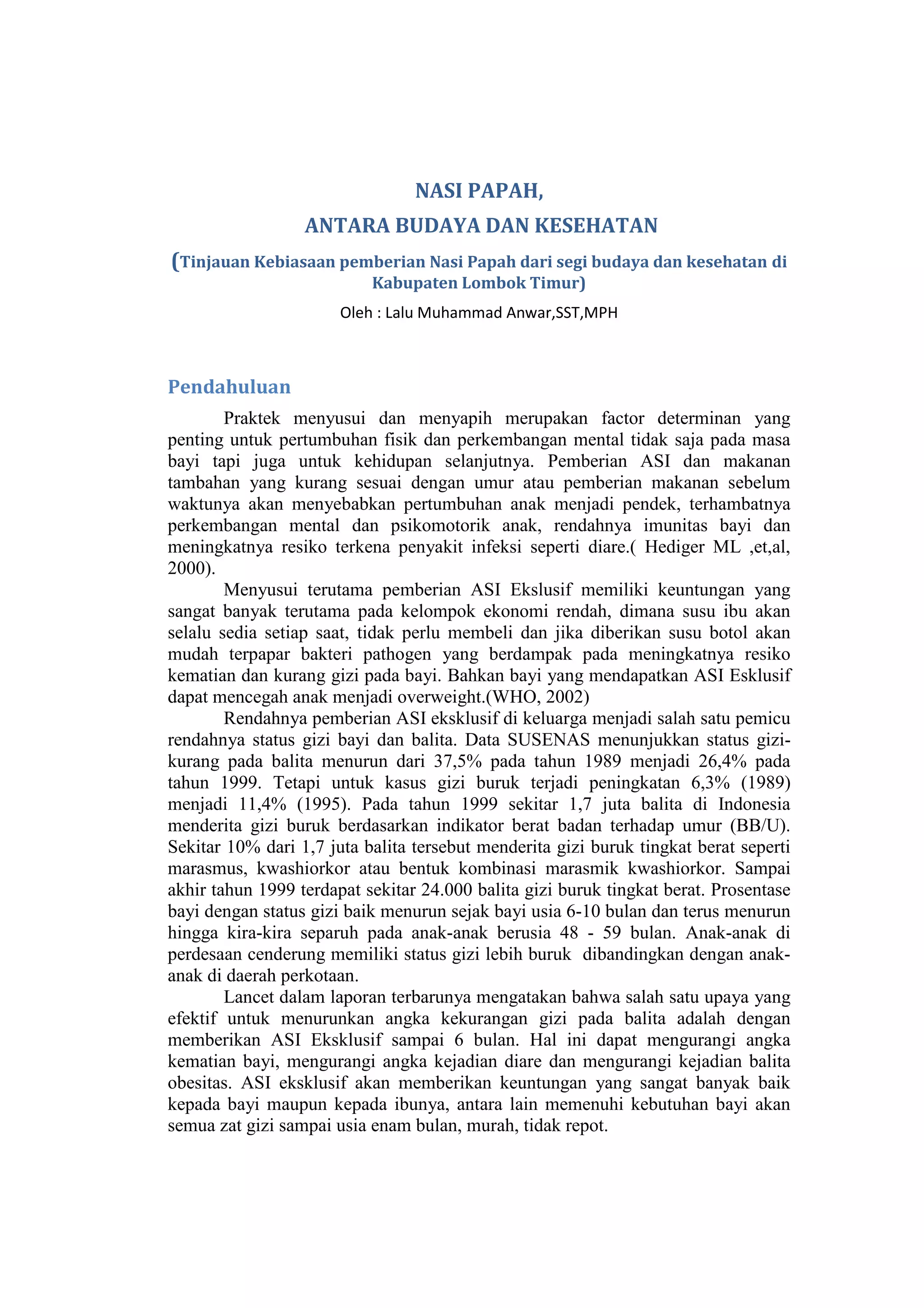 Nasi papah antara budaya dan kesehatan artikel | PDF