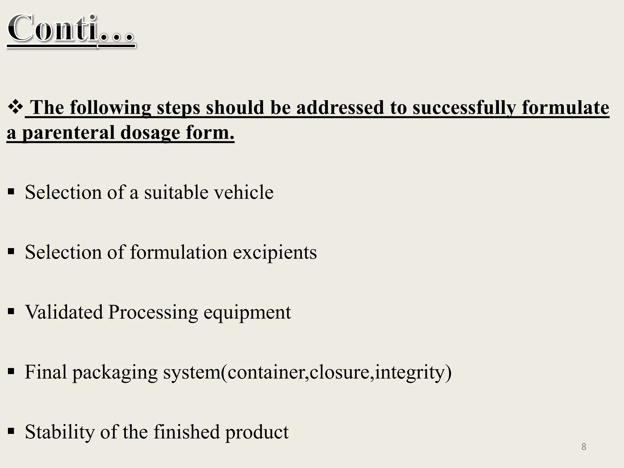 ANALYSIS OF INJECTABLE DOSAGE FORM | PPTX