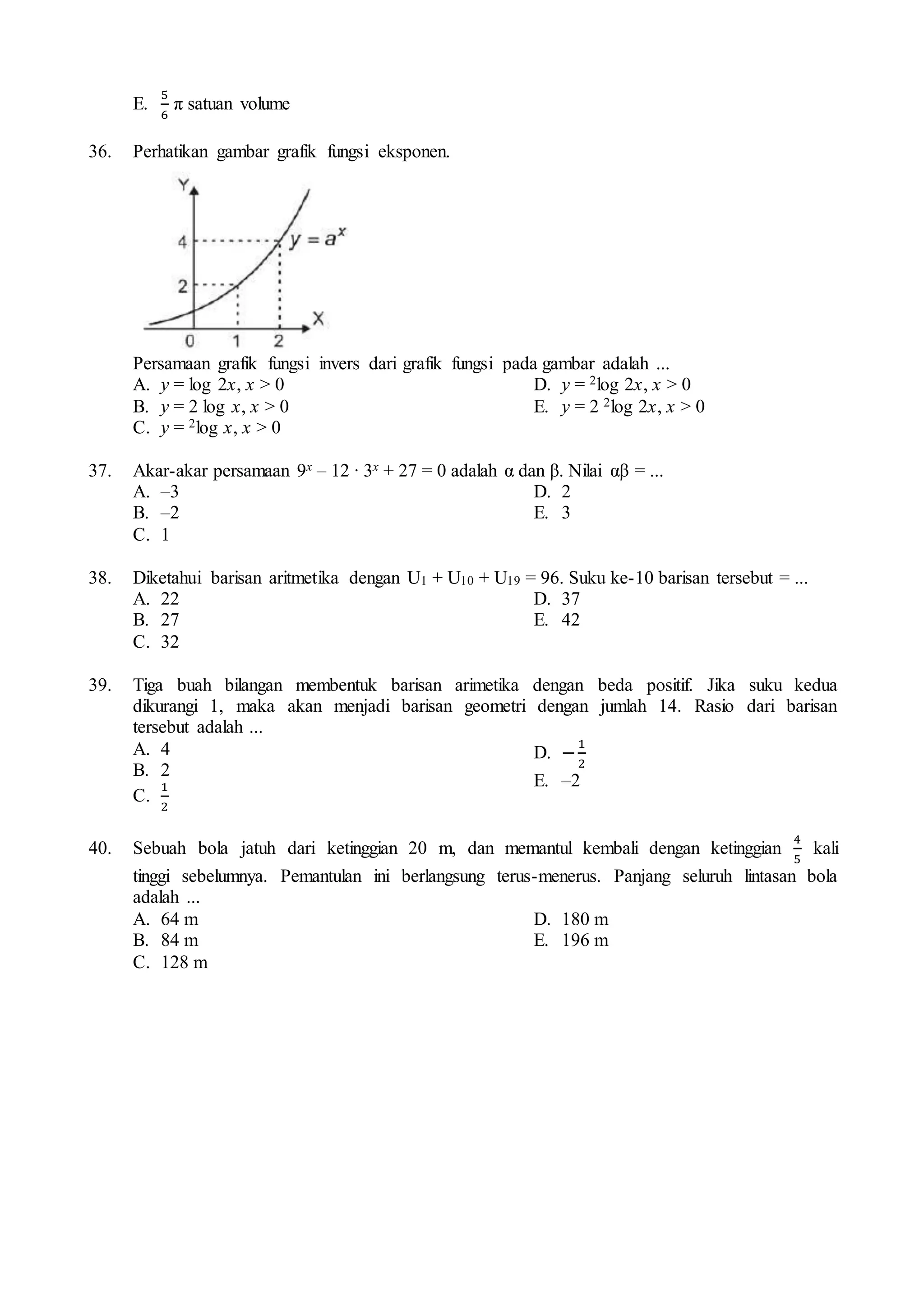 Naskah Asli UN Matematika SMA IPA 2009 | PDF