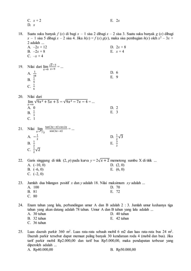 Naskah Asli UN Matematika SMA IPA 2009 | PDF