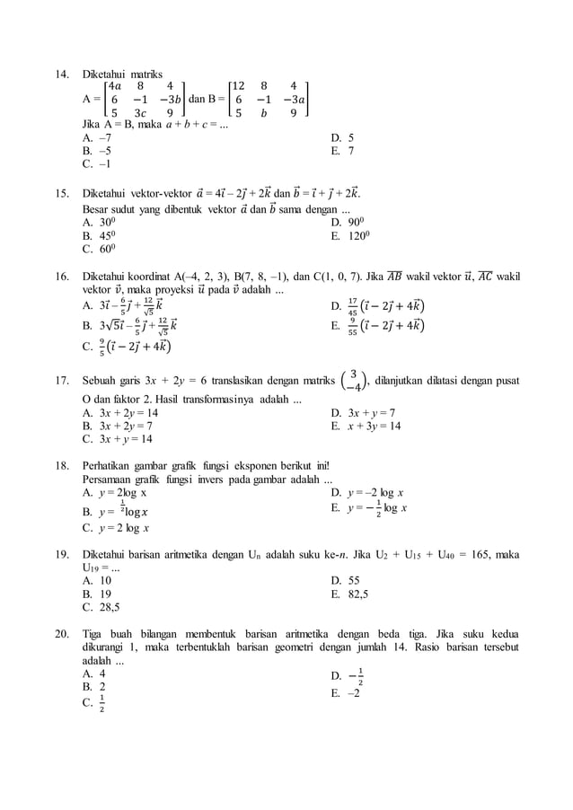 Naskah Asli UN Matematika SMA IPA 2010 | DOCX